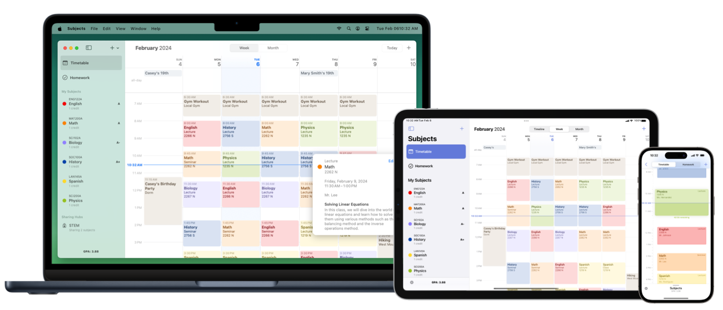 Grade Calculator — grades and GPA computation by Subjects